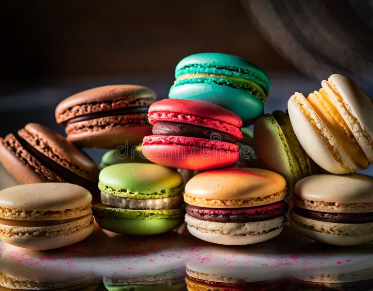 A Group of Different Types of Macarons Next To Each Other Stock Image ...
