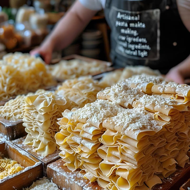 A Variety of Pasta is Sitting on Display on a Table Stock Illustration ...