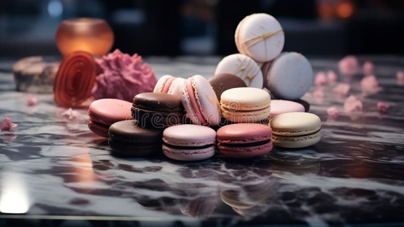 AI Generated Illustration of an Assortment of Delicious, Multi-colored Macarons Stock ...