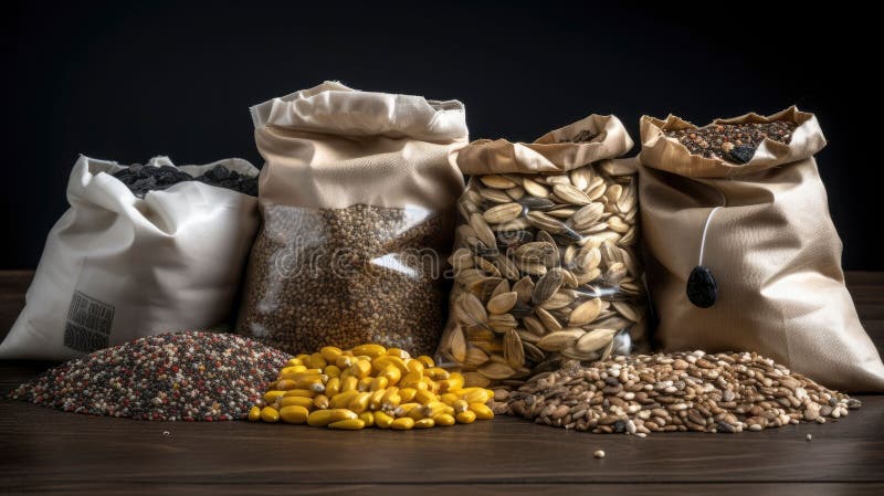 AI-generated Illustration of an Assortment of Different Grains in Bags ...