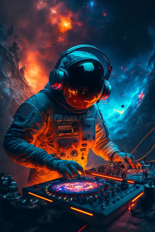 AI-generated Illustration of the Astronaut Dj with Turntable in the ...