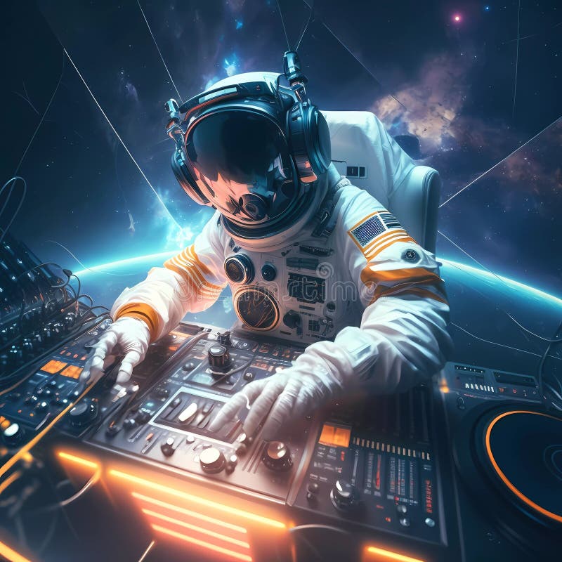 AI Generated Illustration of an Astronaut is Playing the Dj Controller ...