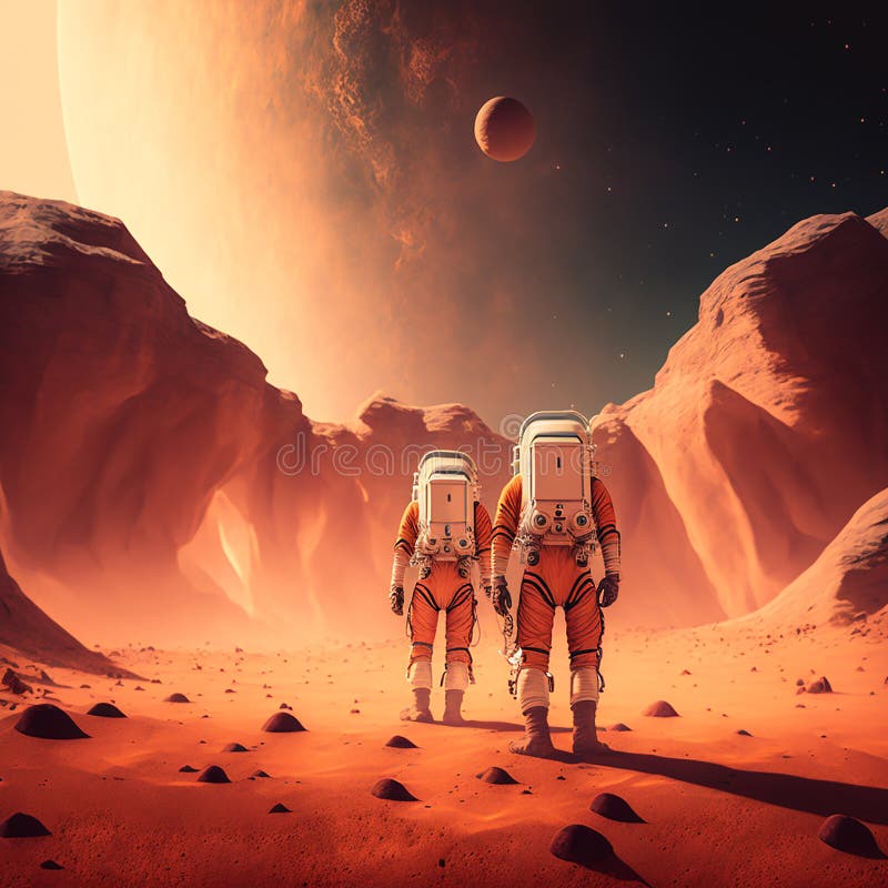 AI Generated Illustration of Astronauts on Another World Stock ...