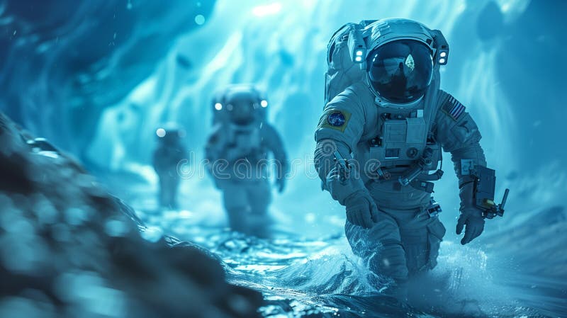 AI Generated Illustration of Astronauts in Space Suits during an ...