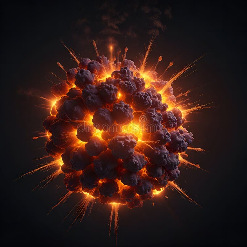 An Exploding Atomic Ball is Shown with Sparks and Fire Coming Out Stock ...