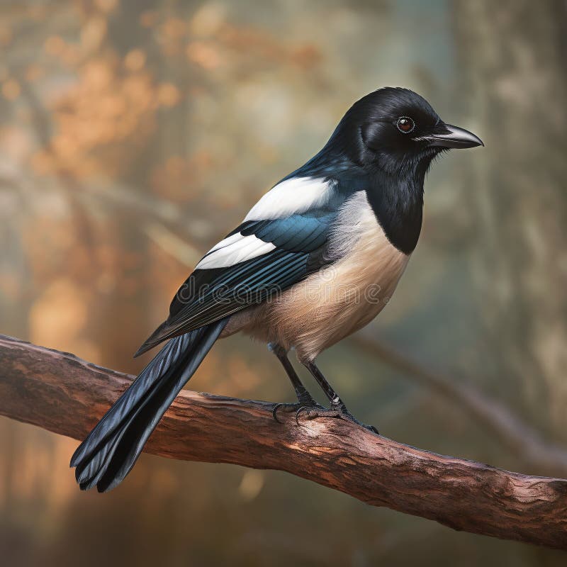 AI Generated Illustration of an Australian Magpie Perched on a Branch ...