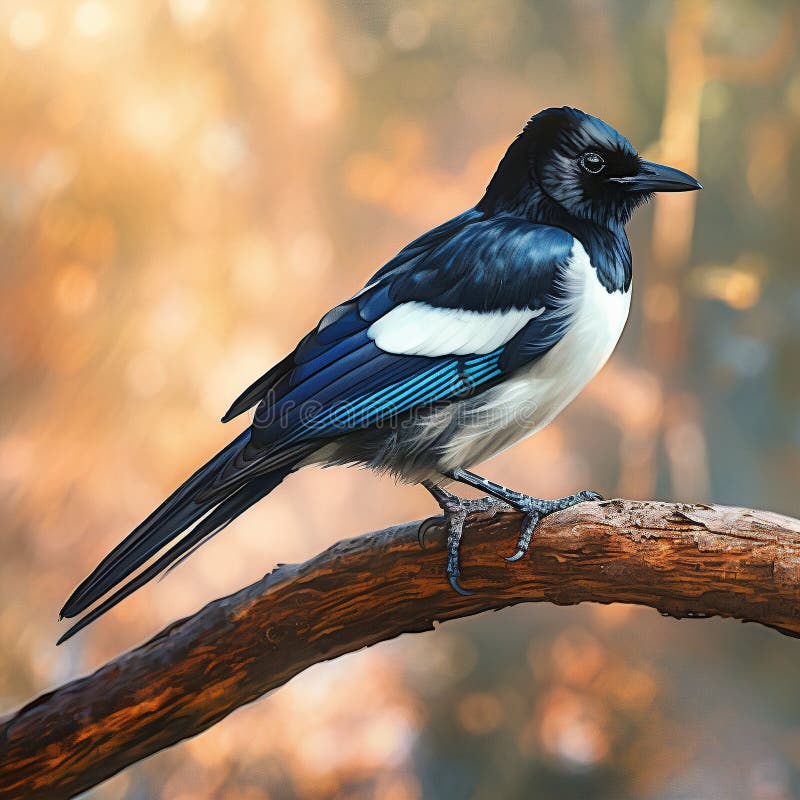 AI Generated Illustration of an Australian Magpie Perched on a Branch ...