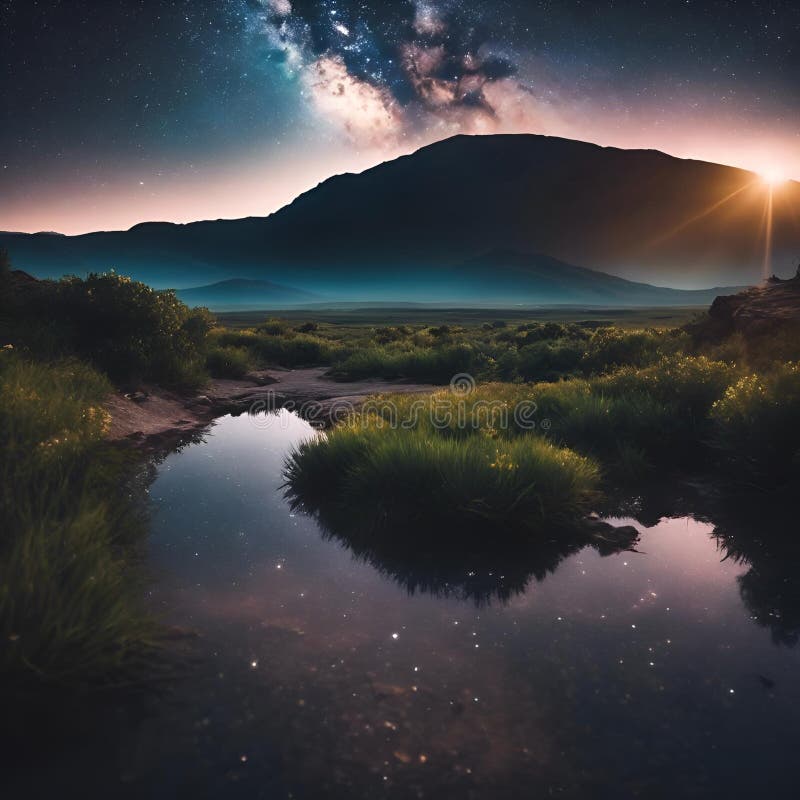 AI Generated Illustration of an Awe-inspiring Night Sky Featuring a ...