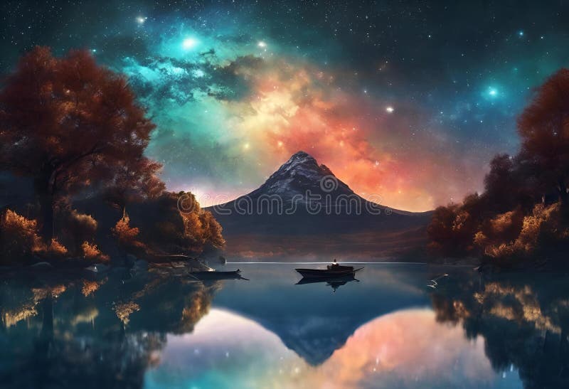 AI Generated Illustration of an Awe-inspiring Night Sky Featuring a ...