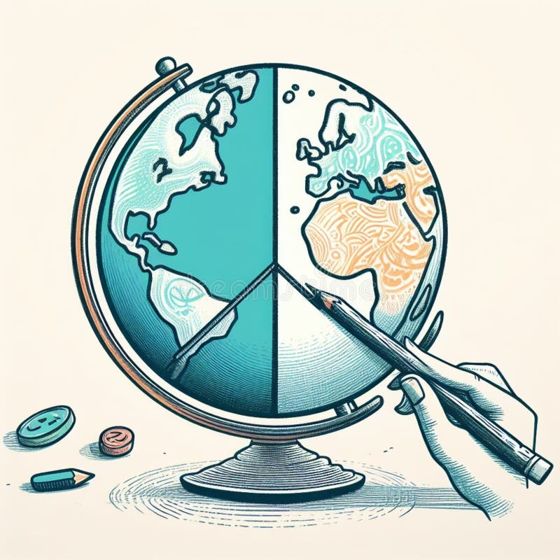 Illustration of a Balanced Globe, Highlighting Peaceful Regions Around ...