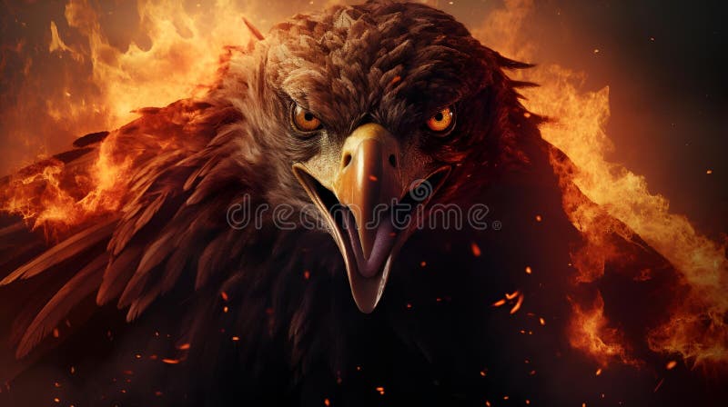 AI Generated Illustration of a Bald Eagle in Burning Flames Stock ...