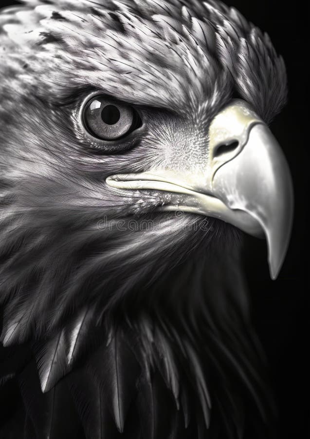 AI Generated Illustration of a Bald Eagle Portrait in Grayscale Stock ...