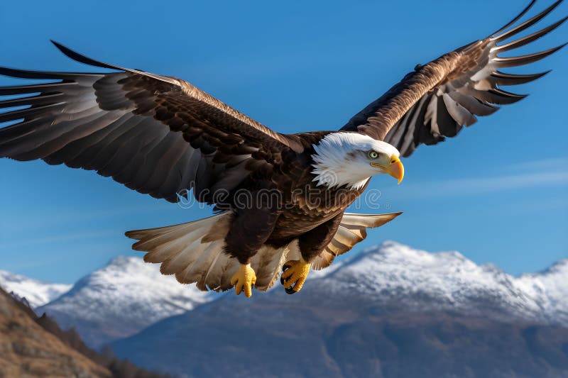 An Eagle Soaring High with Its Wings Spread Wide in the Air Stock ...
