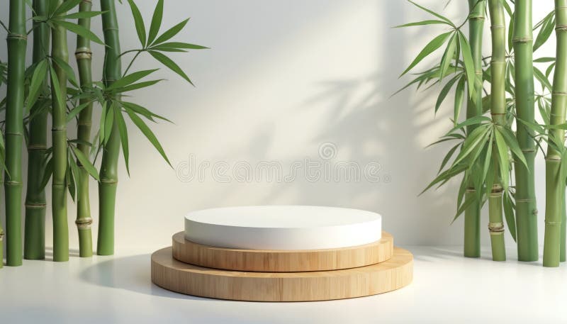 AI Generated Illustration Bamboo Product Display Podium. Empty Scene ...