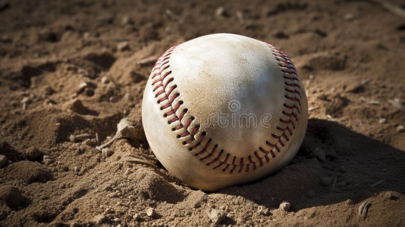 AI Generated Illustration of a Baseball Lying in the Sand and Dirt in ...