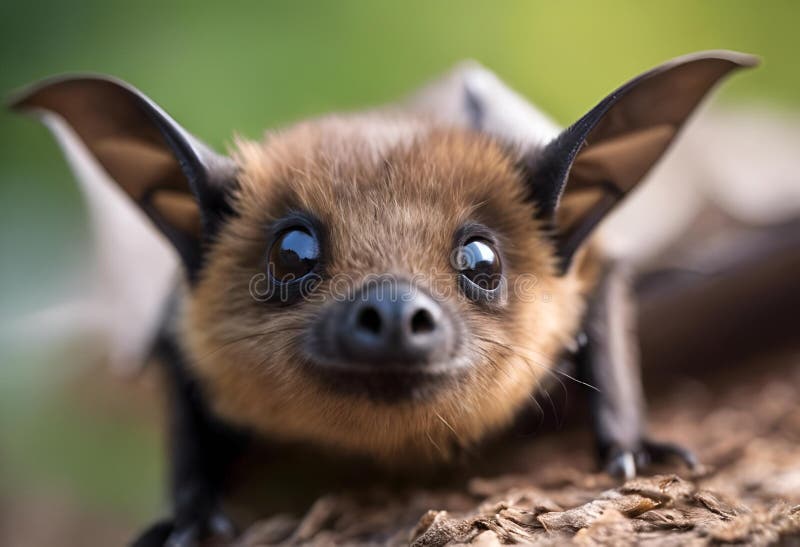 AI Generated Illustration of a Bat with Large, Expressive Eyes Hangs ...