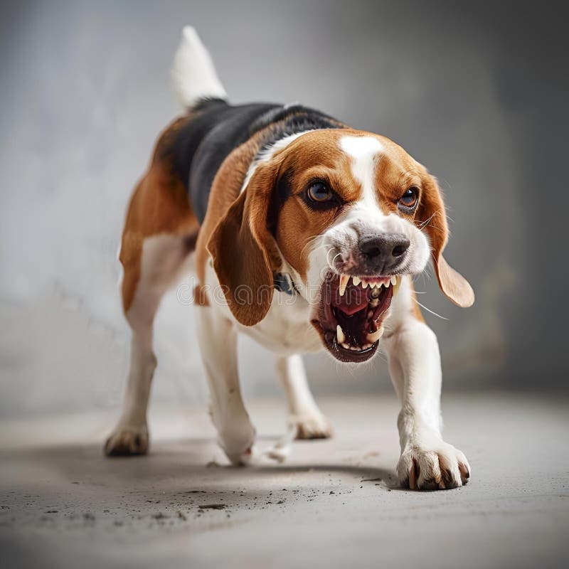 AI Generated Illustration of a Beagle Dog Showing Aggression with Bared ...