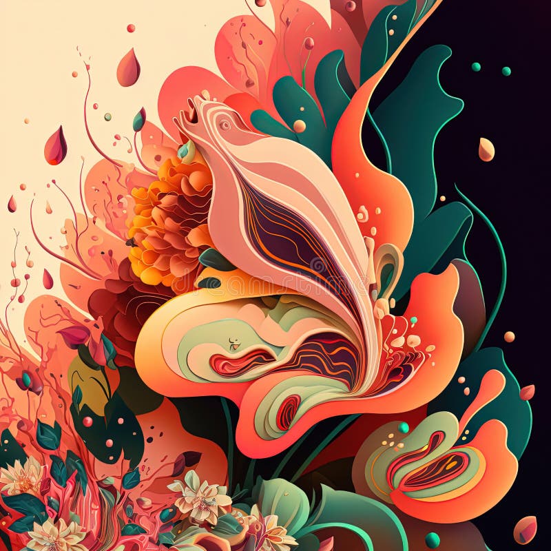 AI Generated Illustration of a Beautiful Floral Pattern Stock ...