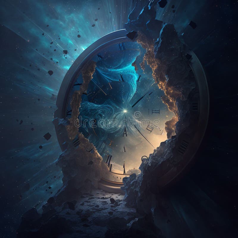 AI Generated Illustration of a Beautiful Galaxy Abstract Clock in Space ...