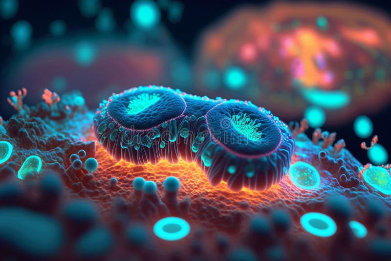AI Generated Illustration of the Beautiful Glowing Microscopic Details ...