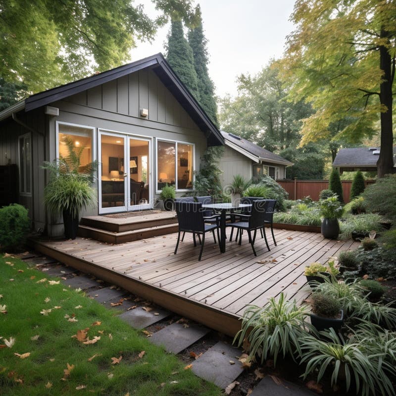 AI Generated Illustration of a Beautiful House with a Spacious Patio ...