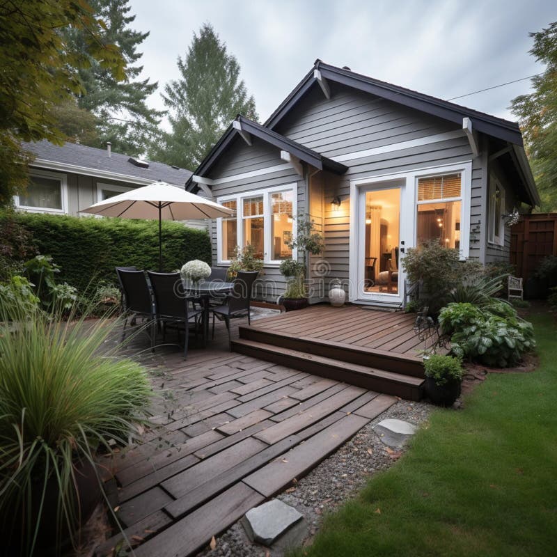 AI Generated Illustration of a Beautiful House with a Spacious Patio ...