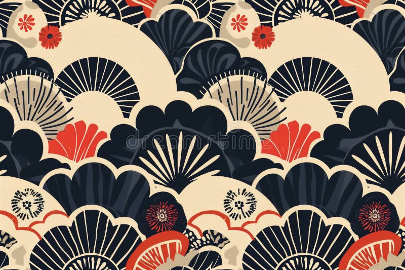 AI Generated Illustration of a Beautiful Japanese Pattern Stock Image ...