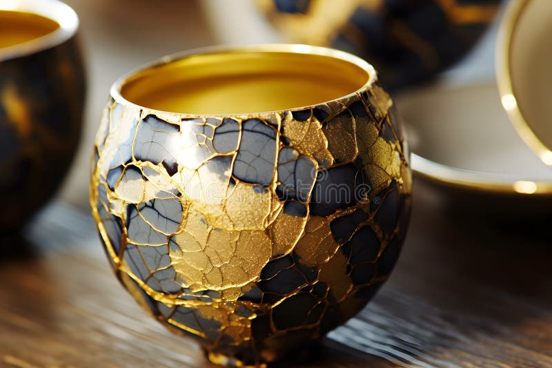 AI-generated Illustration of a Beautiful Kintsugi-style Vase with ...