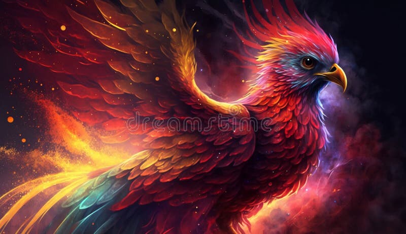 AI Generated Illustration of a Beautiful Phoenix Soaring through Sky ...