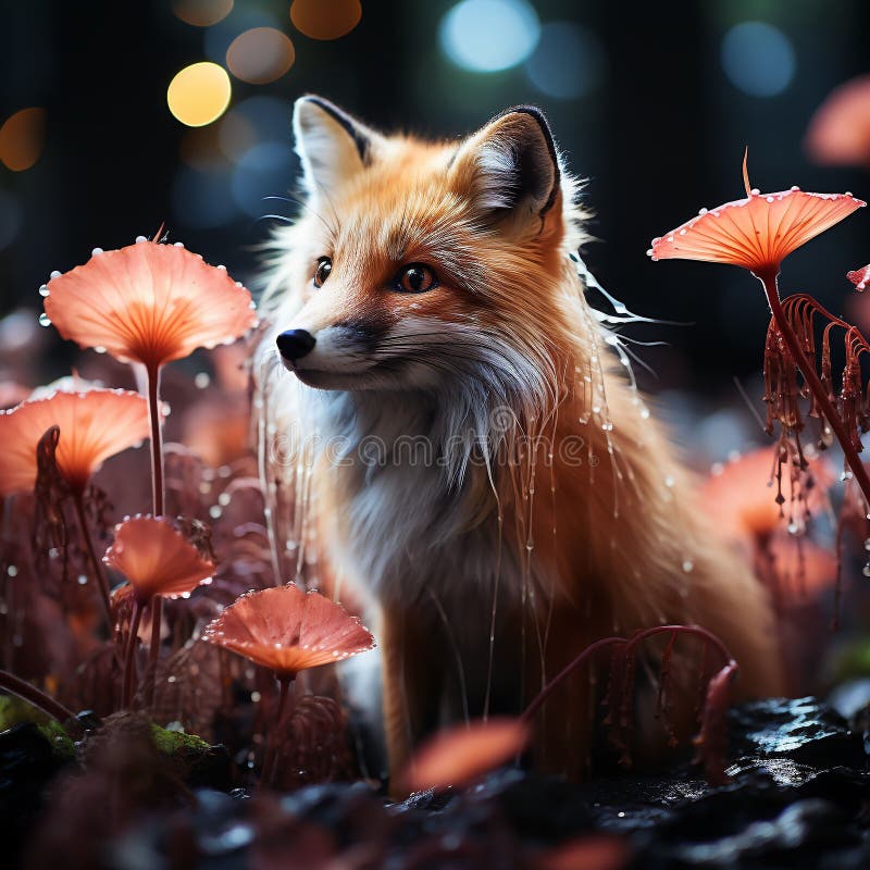 AI Generated Illustration of a Beautiful Red Fox Perched on the Ground ...
