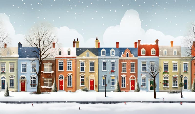 AI Generated Illustration of a Beautiful Winter Scene of a Snow-covered ...