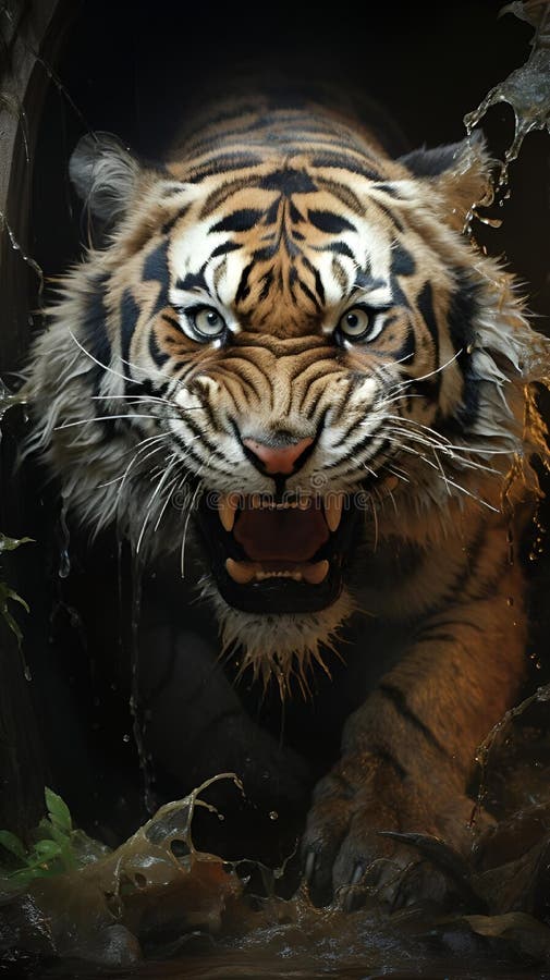 AI Generated Illustration of a Bengal Tiger, with a Powerful Expression ...
