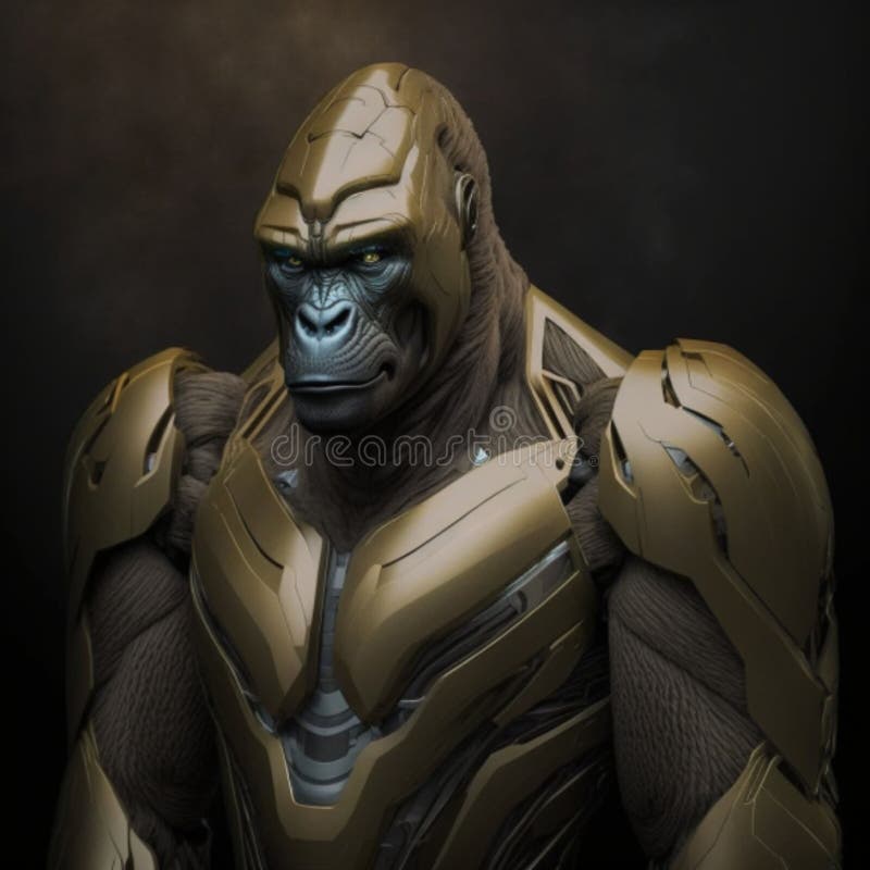 AI Generated Illustration of a Big Monkey with Armor Against Dark ...