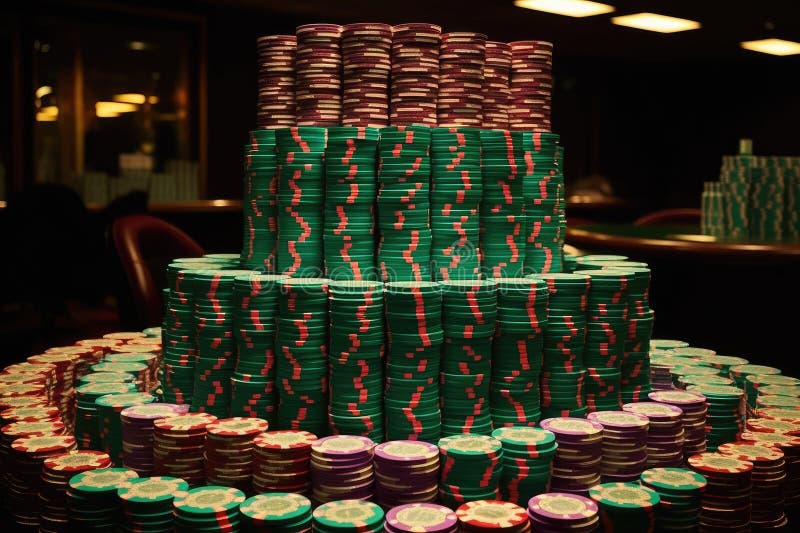AI-generated Illustration of a Big Stack of Poker Chips. Stock ...