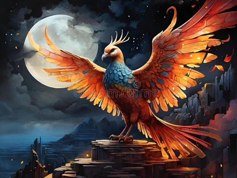 AI Generated Illustration of a Bird in Flight at Night Under Moonlight ...