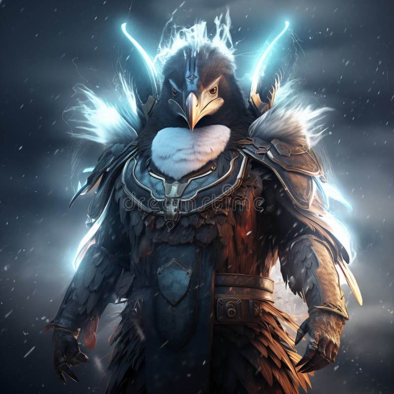 AI Generated Illustration of a Bird Warrior in Thick Armor Stock Image ...