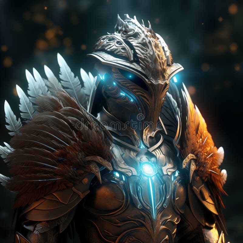 AI Generated Illustration of a Bird Warrior in Thick Armor Stock Image ...