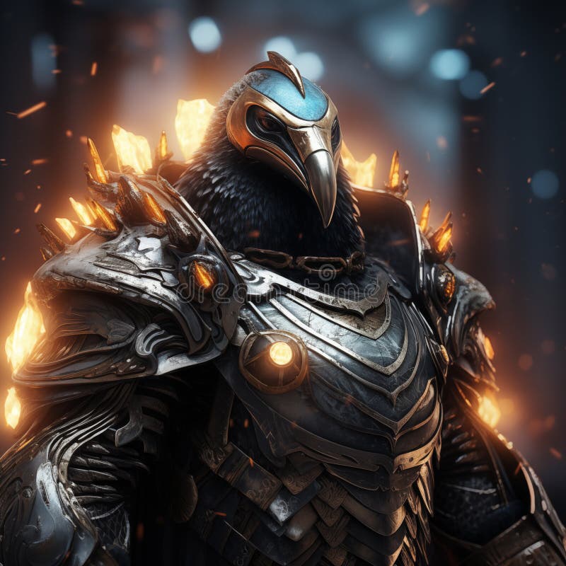 AI Generated Illustration of a Bird Warrior in Thick Armor Stock Image ...