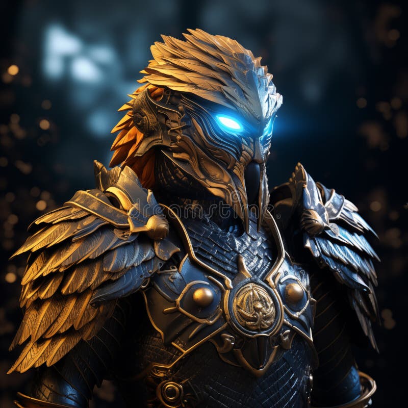 AI Generated Illustration of a Bird Warrior in Thick Armor Stock Image ...