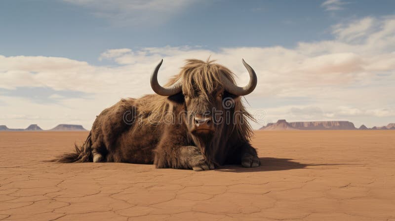 AI Generated Illustration of a Bison in a Desert Stock Illustration ...