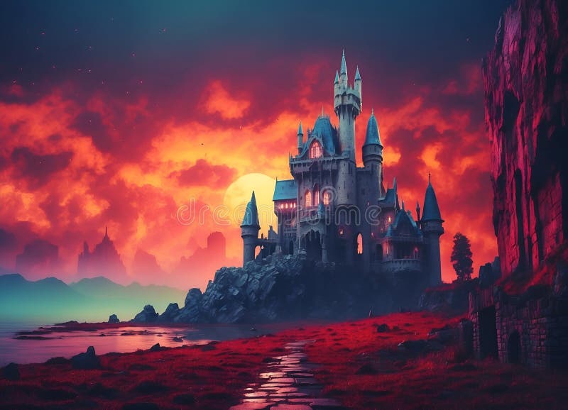 AI Generated Illustration of 8-bit Vampire Castle Video Game Theme ...