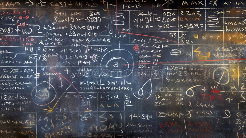 AI Generated Illustration of a Black Chalkboard with Various ...