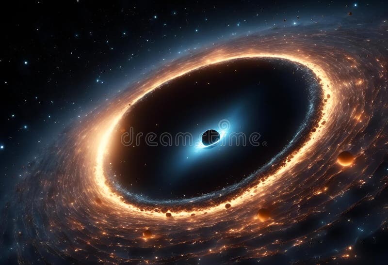 AI Generated Illustration of a Black Hole, with Glowing Accretion Disks ...
