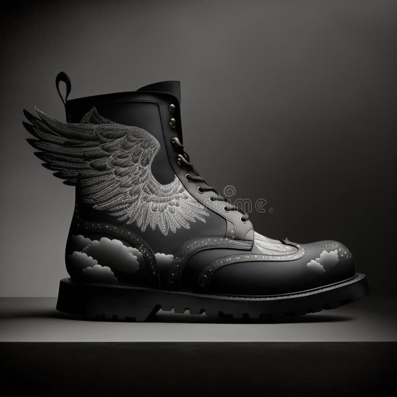AI Generated Illustration of a Black Leather Boot Featuring a ...