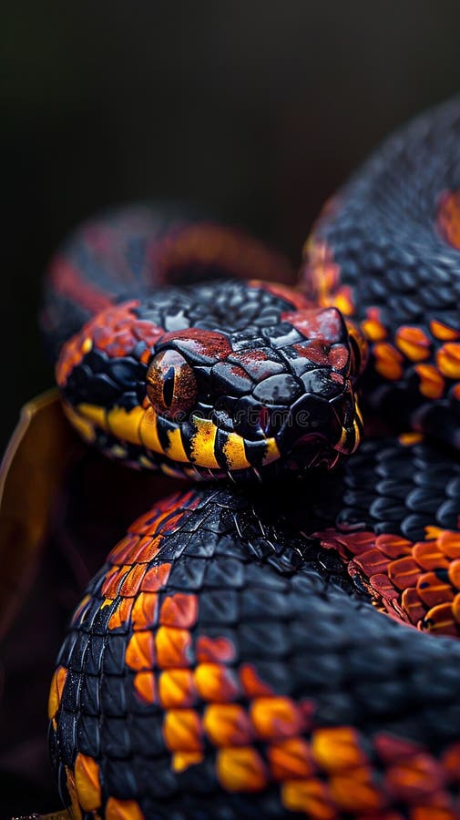 AI Generated Illustration of a Black and Orange Snake with Sharp Tails ...