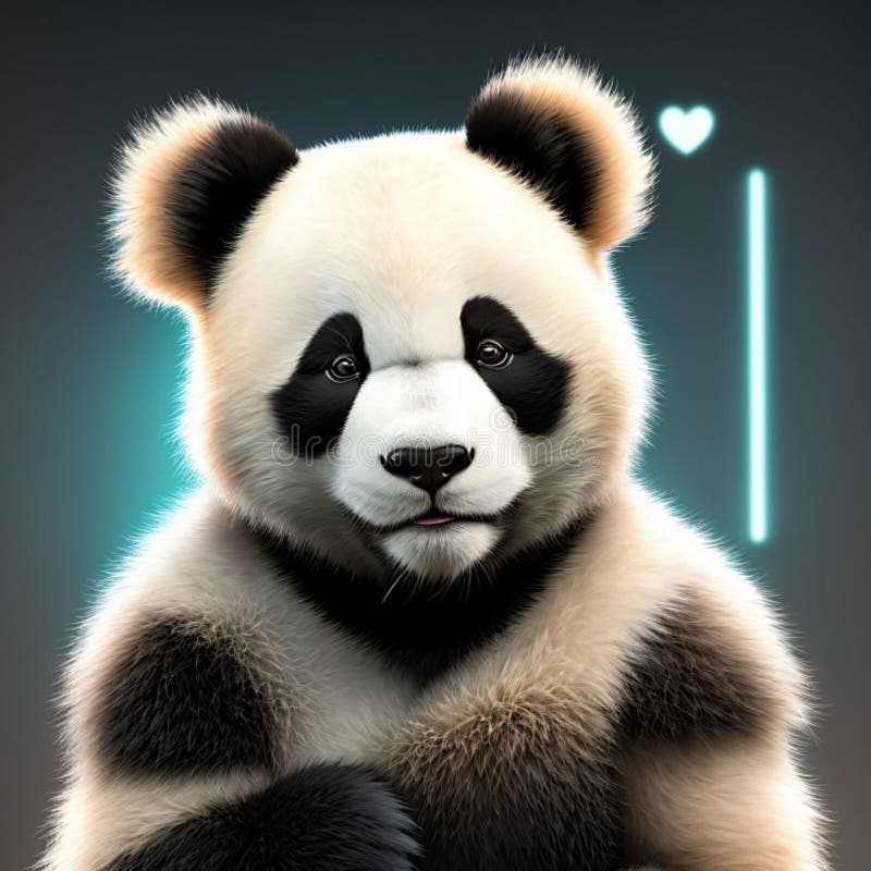 AI Generated Illustration of a Black and White Panda Bear Illuminated ...
