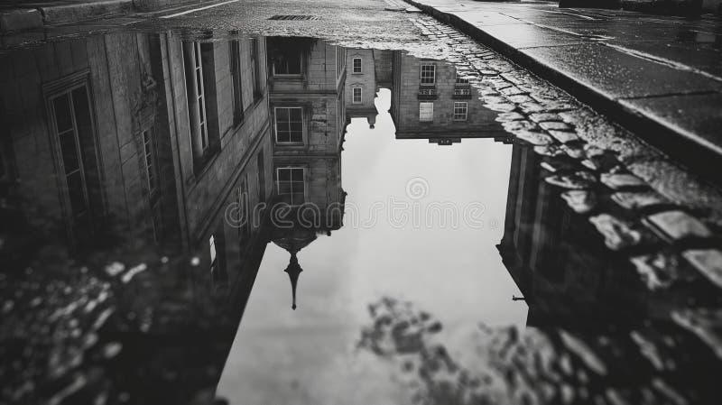 AI Generated Illustration of Black and White Reflection of Historic ...