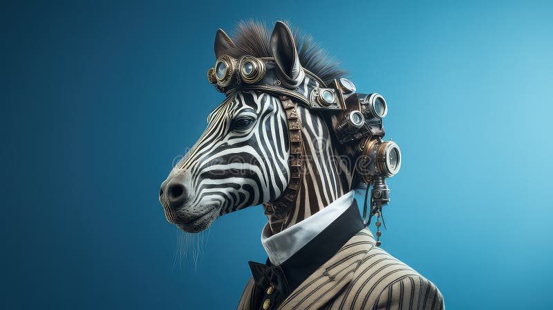 AI Generated Illustration of a Black and White Zebra with a Steampunk ...