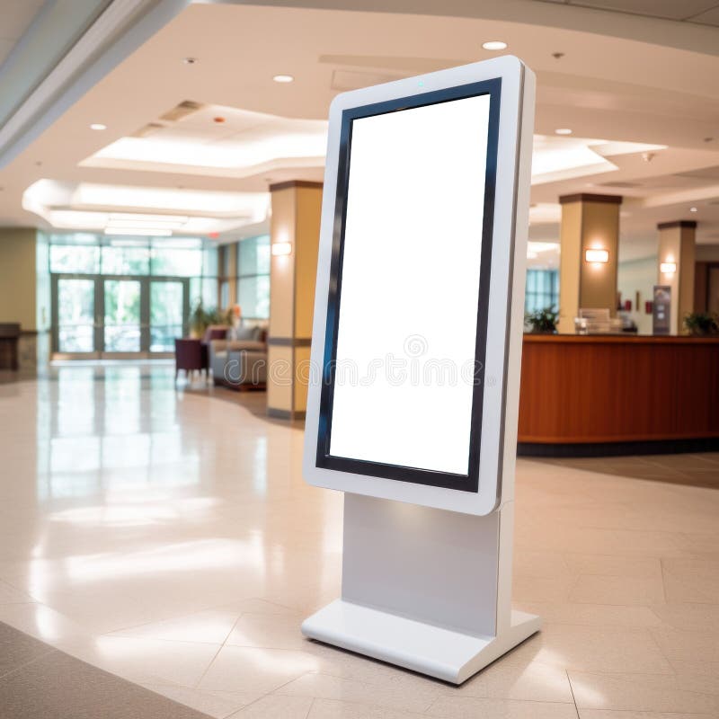 AI Generated Illustration of a Blank Digital Screen in a Modern Lobby ...