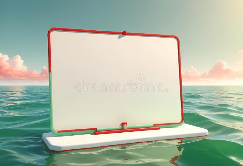 An Empty Sign in the Middle of the Ocean on a Float Stock Illustration ...